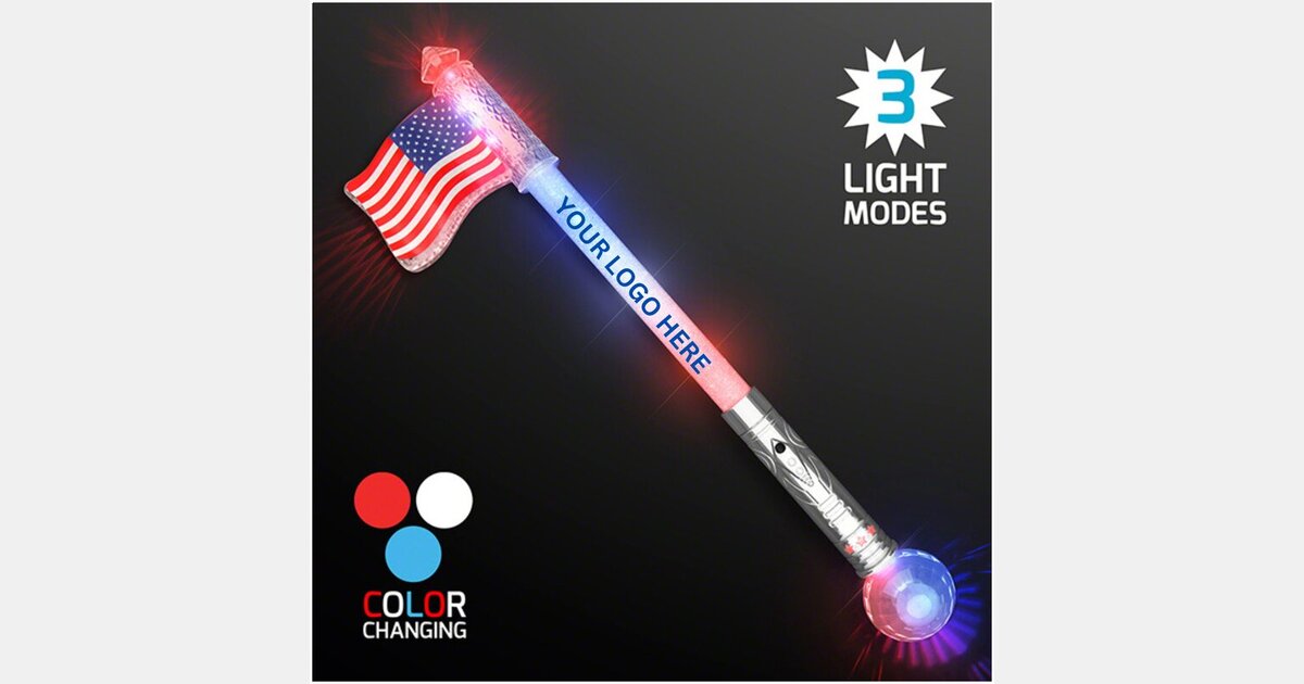 Custom Printed Flashing American Flag LED Jumbo Wand with your logo ...