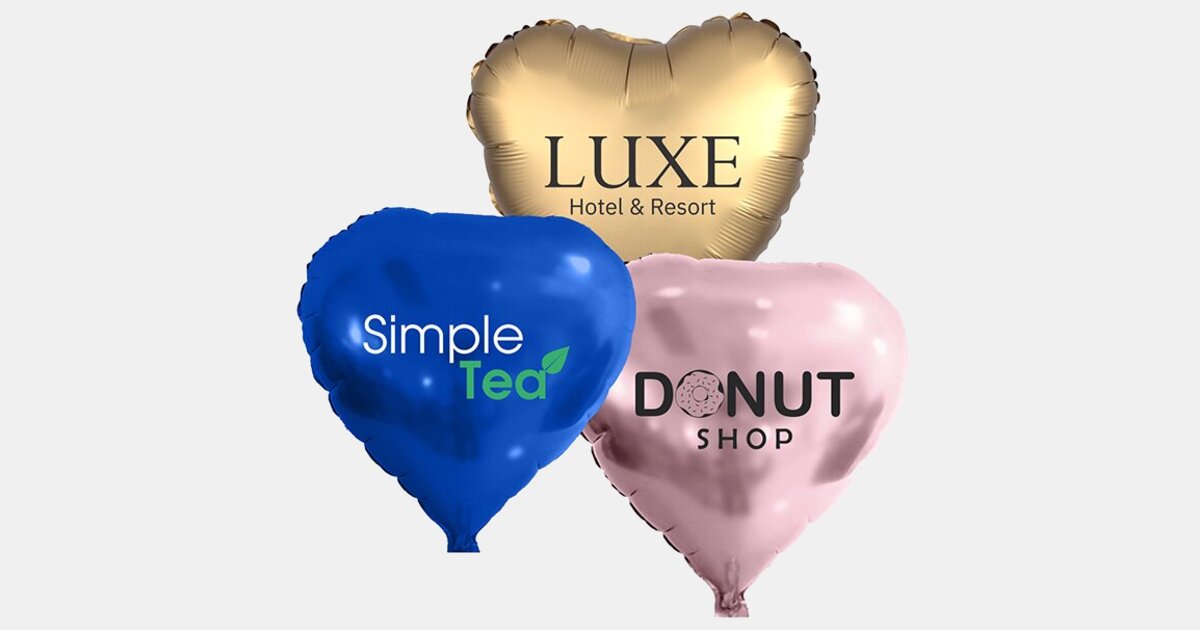 USA Made Foil Helium Balloons Heart Shape 17" with your logo ...