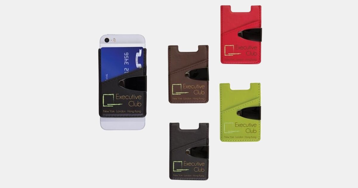 Deluxe Cell Phone Card Holder with your logo | ImprintLogo.com