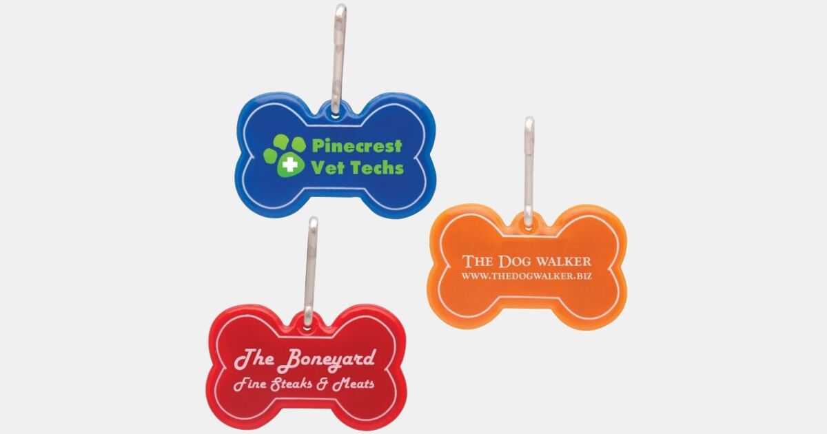 Dog Bone Reflective Collar Tag with your logo | ImprintLogo.com