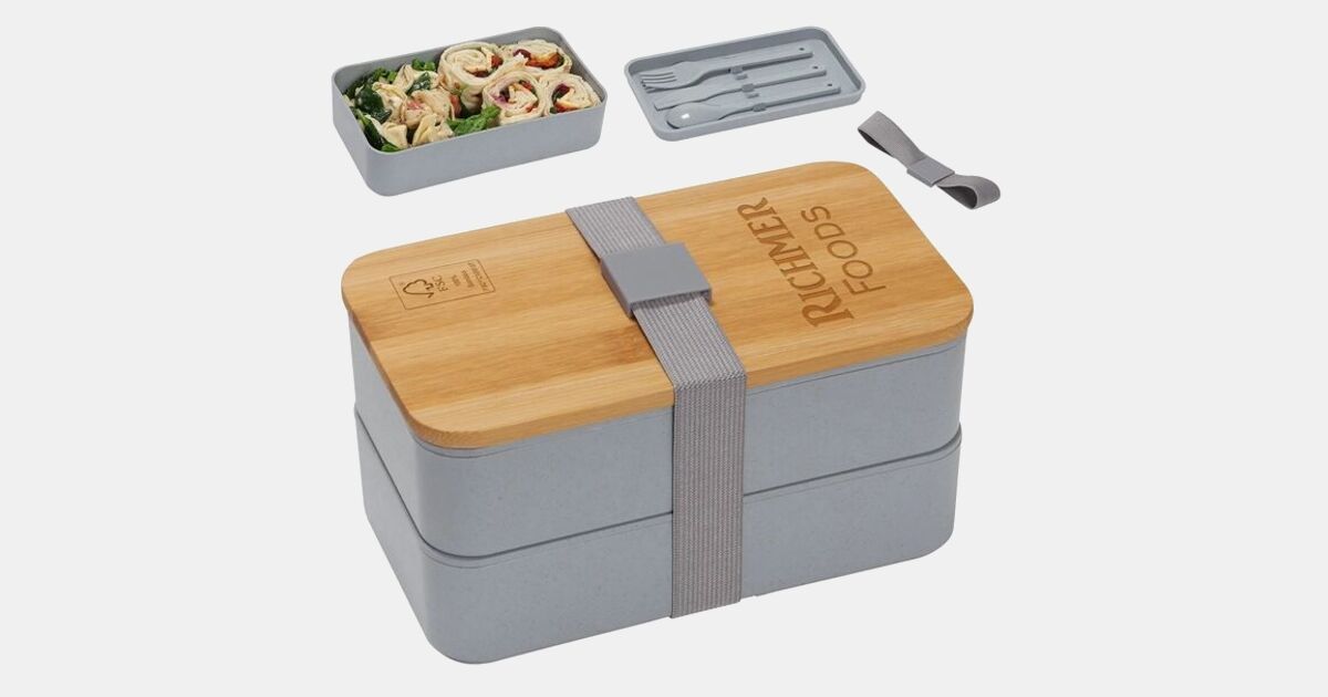 Custom Printed Double Decker Lunch Box with your logo | ImprintLogo.com