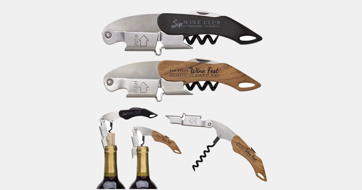 Double Hinged Wine Key Corkscrew with your logo | ImprintLogo.com