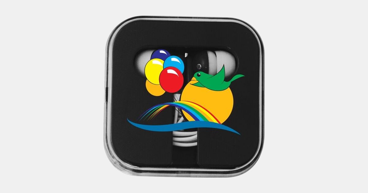 Custom Printed Earbuds with Square Case with your logo | ImprintLogo.com