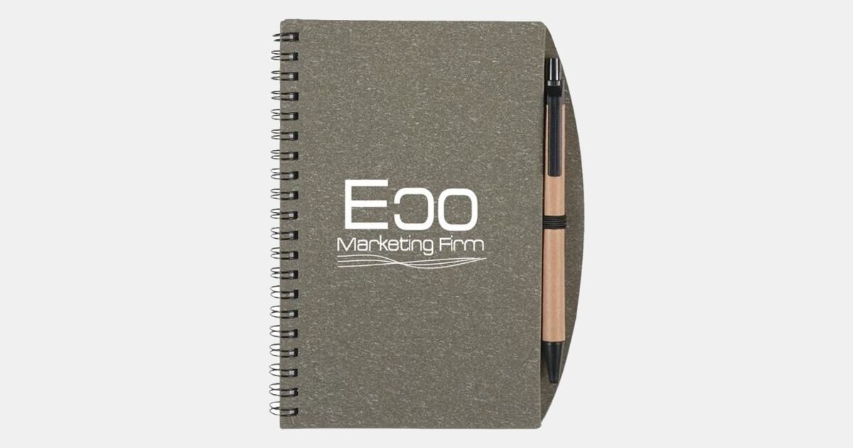 Custom Printed Eco-Inspired Spiral Notebook & Pen with your logo ...