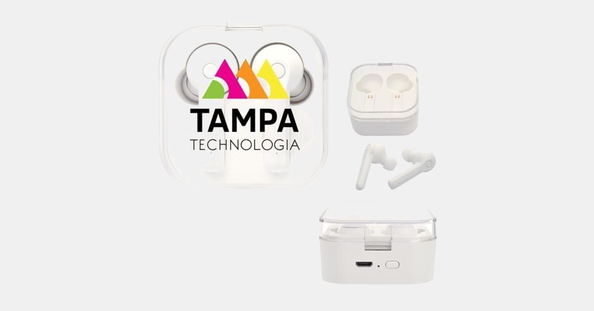Evolve Wireless Earbuds With Charging Base with your logo | ImprintLogo.com