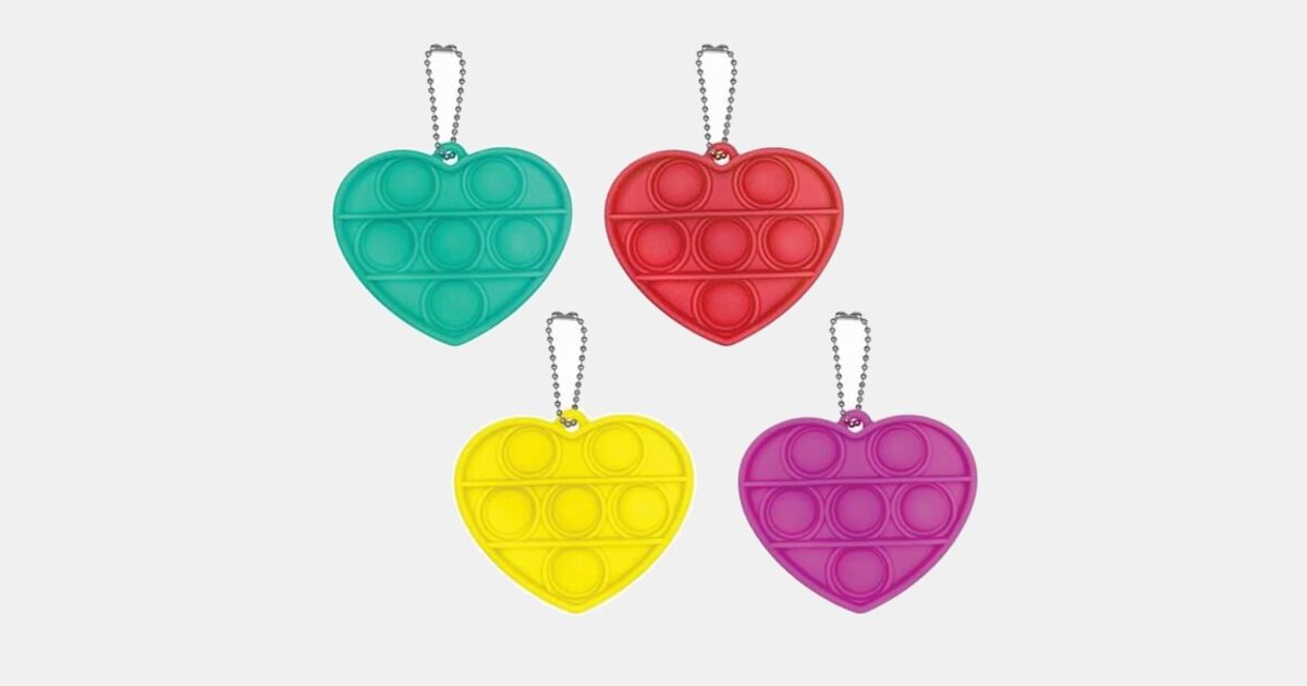Fidget Popper Heart Shape With Keychain with your logo | ImprintLogo.com