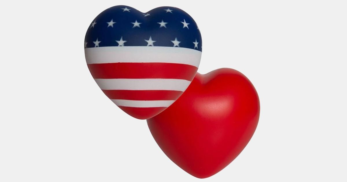 Custom Flag Heart Squeezies (R) Stress Reliever with your logo ...