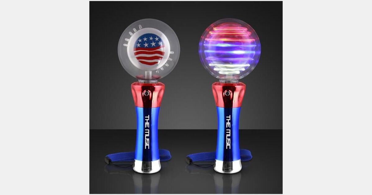 Light Up Magic Spinning American Flags with your logo | ImprintLogo.com