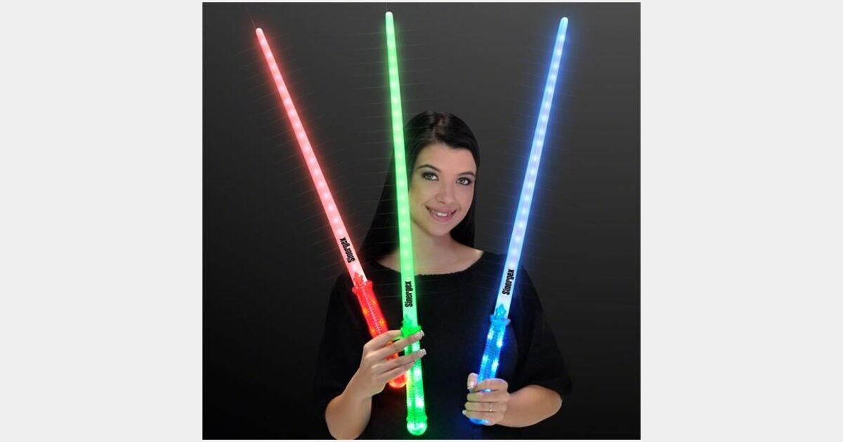 Custom Printed Flashing Light Up Sabers Assorted with your logo ...