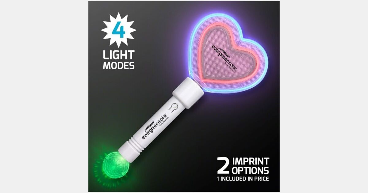 Flashing Rave Party Heart Wand with your logo | ImprintLogo.com