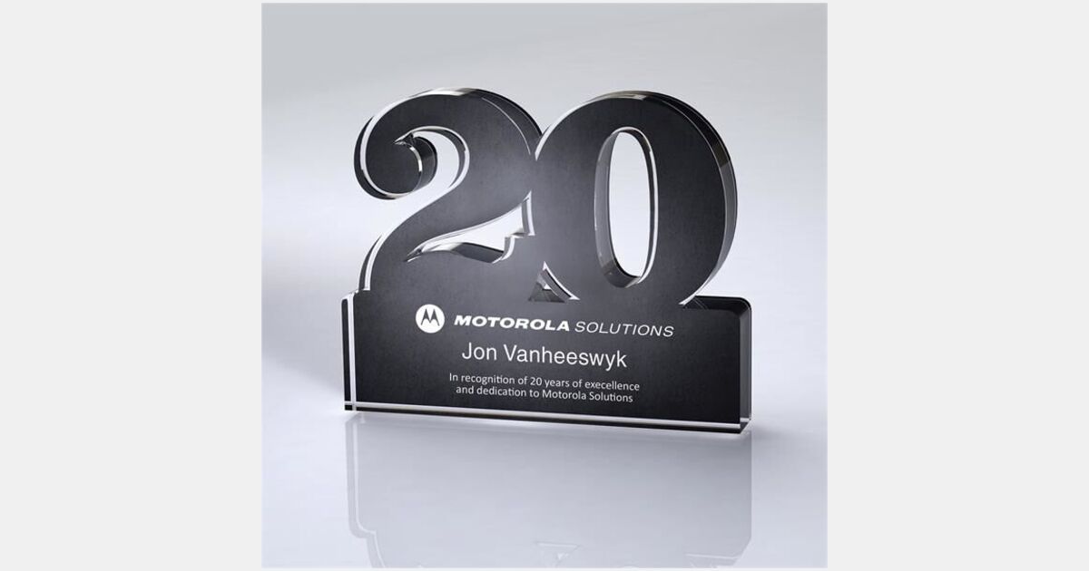 Freestanding 20 Year Anniversary Award USA Made with your logo ...