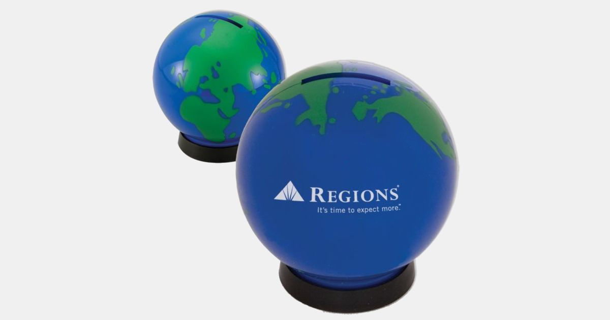 Globe Bank with your logo | ImprintLogo.com