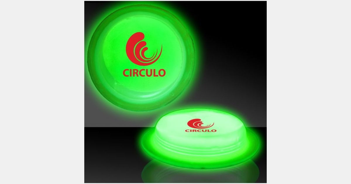 Personalized Green Light Up Glow Badge | ImprintLogo.com