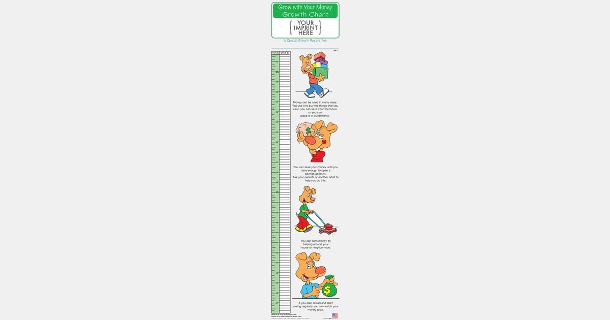 Grow With Your Money Growth Chart USA Made with your logo | ImprintLogo.com