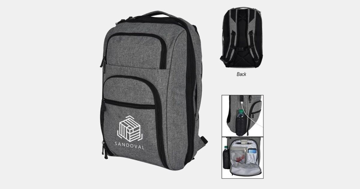 Heathered RFID Laptop Backpack & Briefcase with your logo | ImprintLogo.com