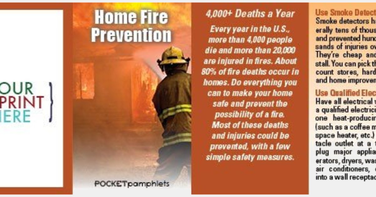 Home Fire Prevention Pocket Pamphlet USA Made with your logo ...