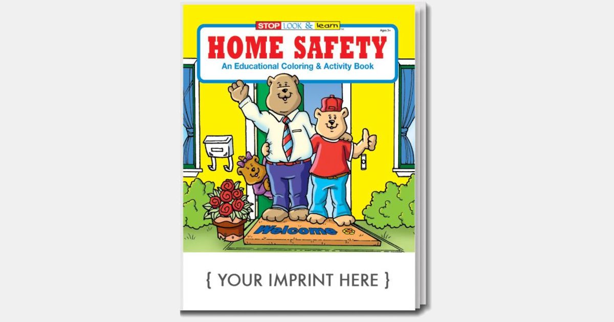 Home Safety Coloring And Activity Book USA Made with your logo ...