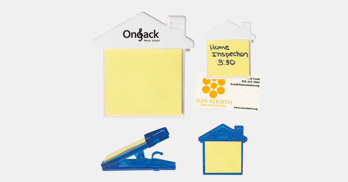 Custom Printed House Clip With Sticky Notes with your logo ...