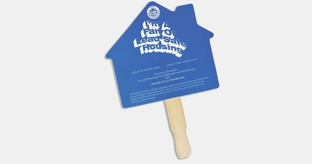 Custom Imprinted House Shape Hand Fan with your logo | ImprintLogo.com