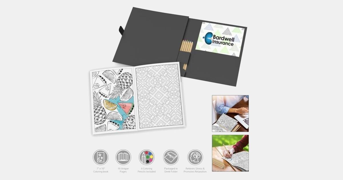 Kolorkit Adult Coloring Book Kit with your logo | ImprintLogo.com