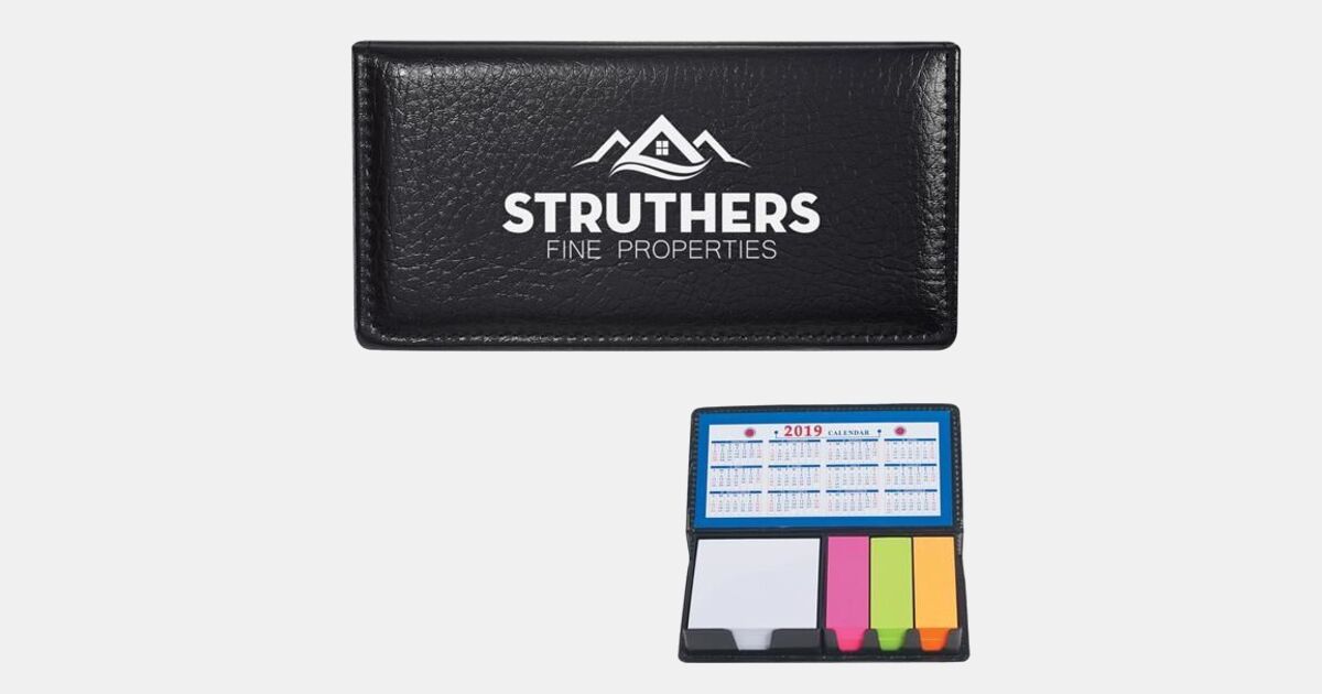 Custom Printed Leather Look Case Of Sticky Notes With Calendar with ...