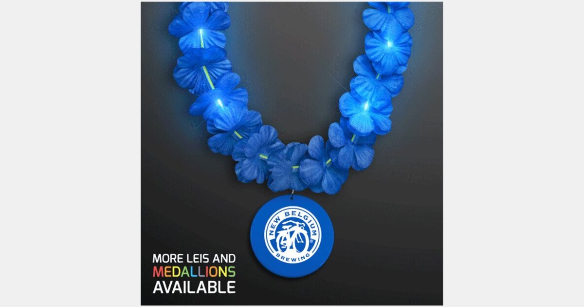 LED Blue Lei with Blue Medallion with your logo | ImprintLogo.com