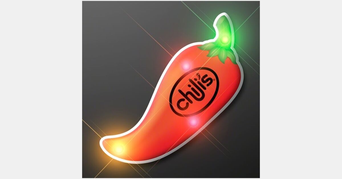 LED Chili Pepper Blinky Light Pin with your logo | ImprintLogo.com