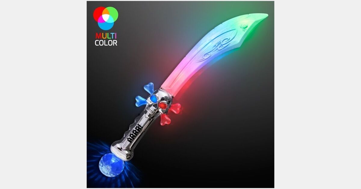 LED Flashing Curved Pirate Sword with your logo | ImprintLogo.com