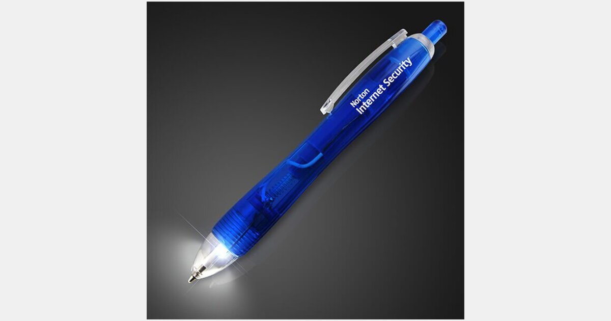 LED Light Tip Pen - Blue with your logo | ImprintLogo.com