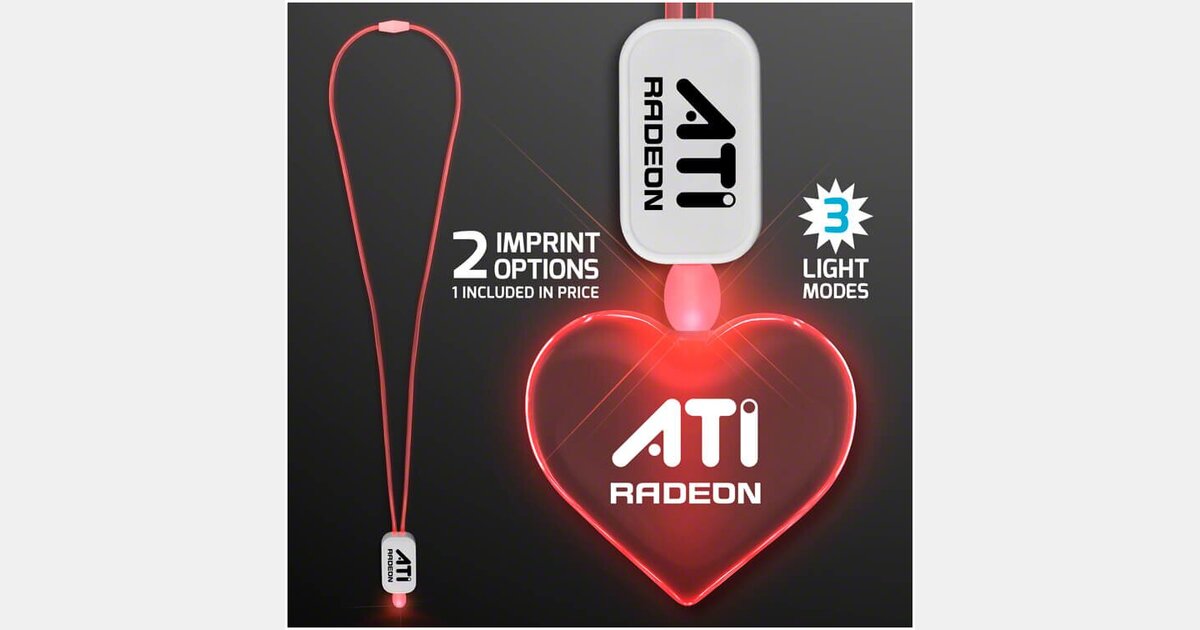 LED Neon Lanyard with Acrylic Heart Pendant - Red with your logo ...