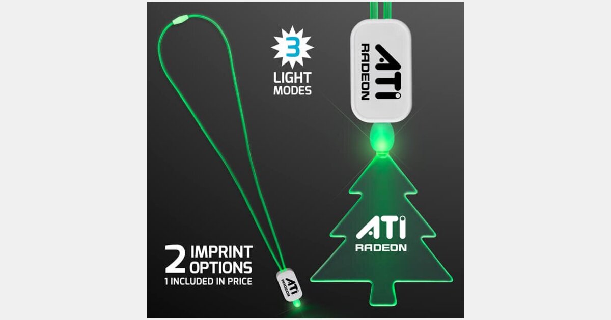 LED Neon Lanyard with Acrylic Tree Pendant - Green with your logo ...