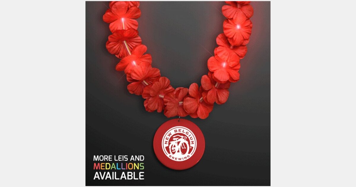 LED Red Lei with Red Medallion with your logo | ImprintLogo.com