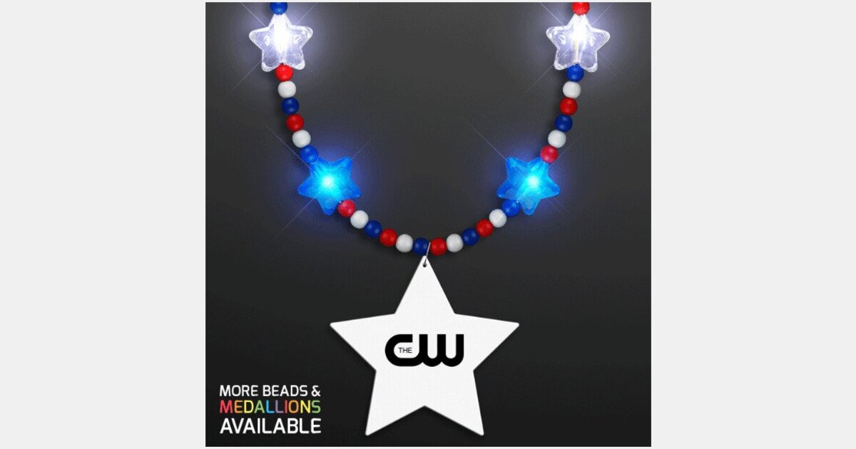 LED Red, White, & Blue Beads with Star Medallion with your logo ...