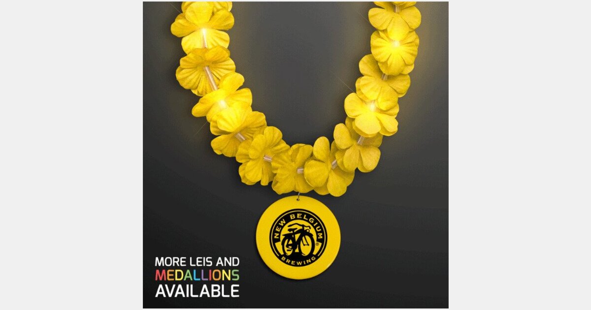 LED Yellow Lei with Yellow Medallion with your logo | ImprintLogo.com