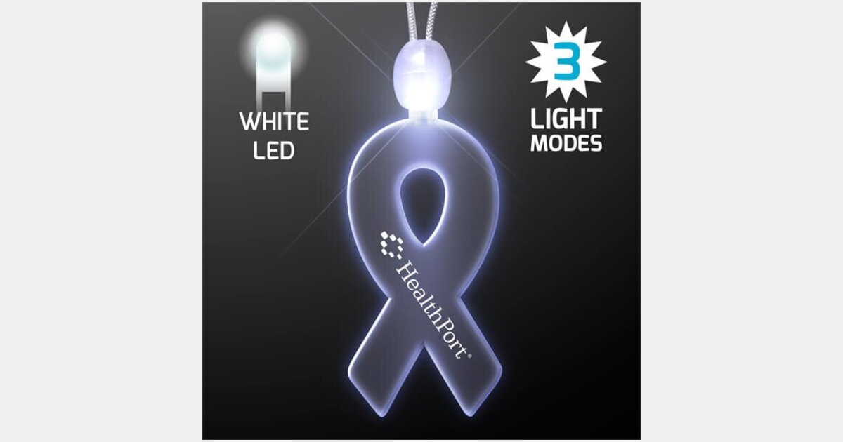 Light-up acrylic ribbon LED necklace - White with your logo ...