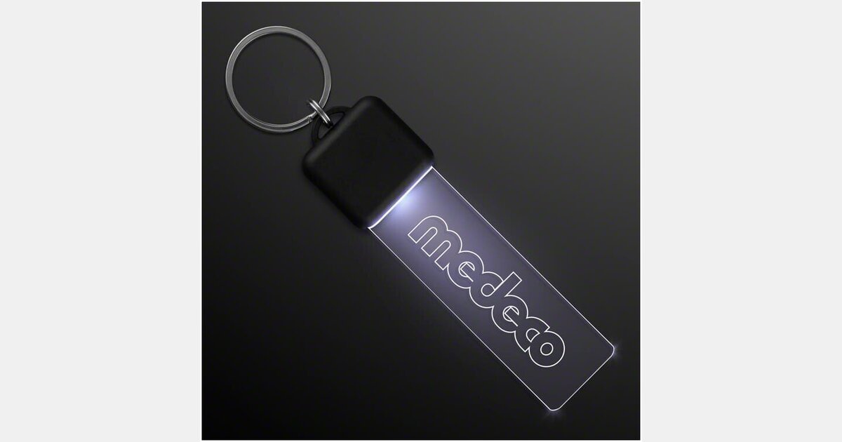 Light Up Keychain - White with your logo | ImprintLogo.com