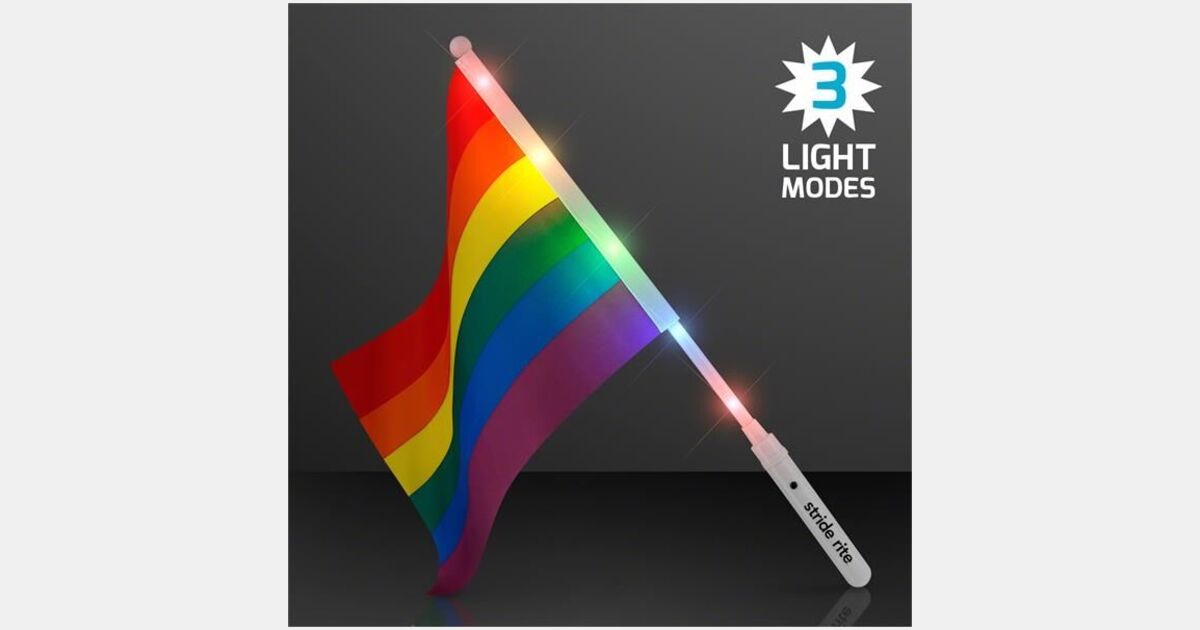 Custom Printed Light Up Rainbow Flag with your logo | ImprintLogo.com