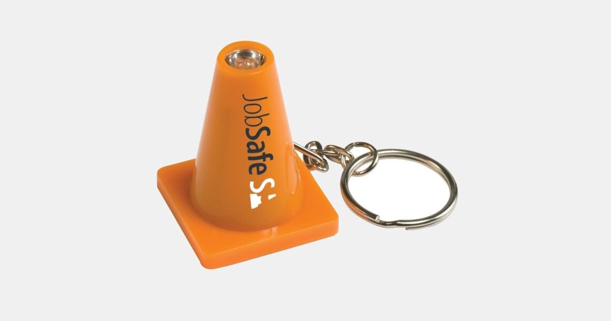 Light Up Safety Cone Keytag with your logo | ImprintLogo.com