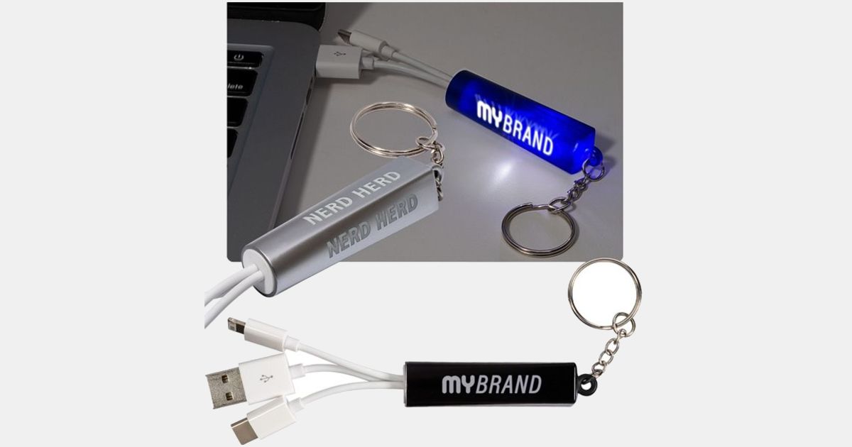 Custom Light-Up-Your-Logo Cable Set with your logo | ImprintLogo.com