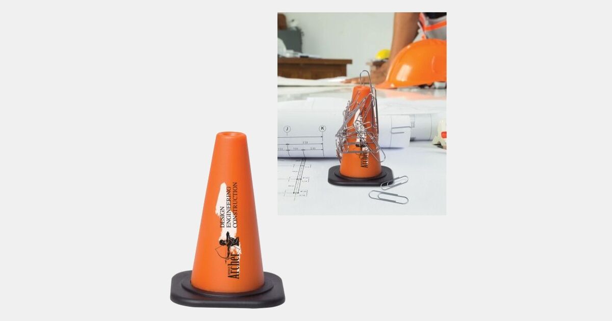 Magnetic Safety Cone Paper Clip Holder with your logo | ImprintLogo.com