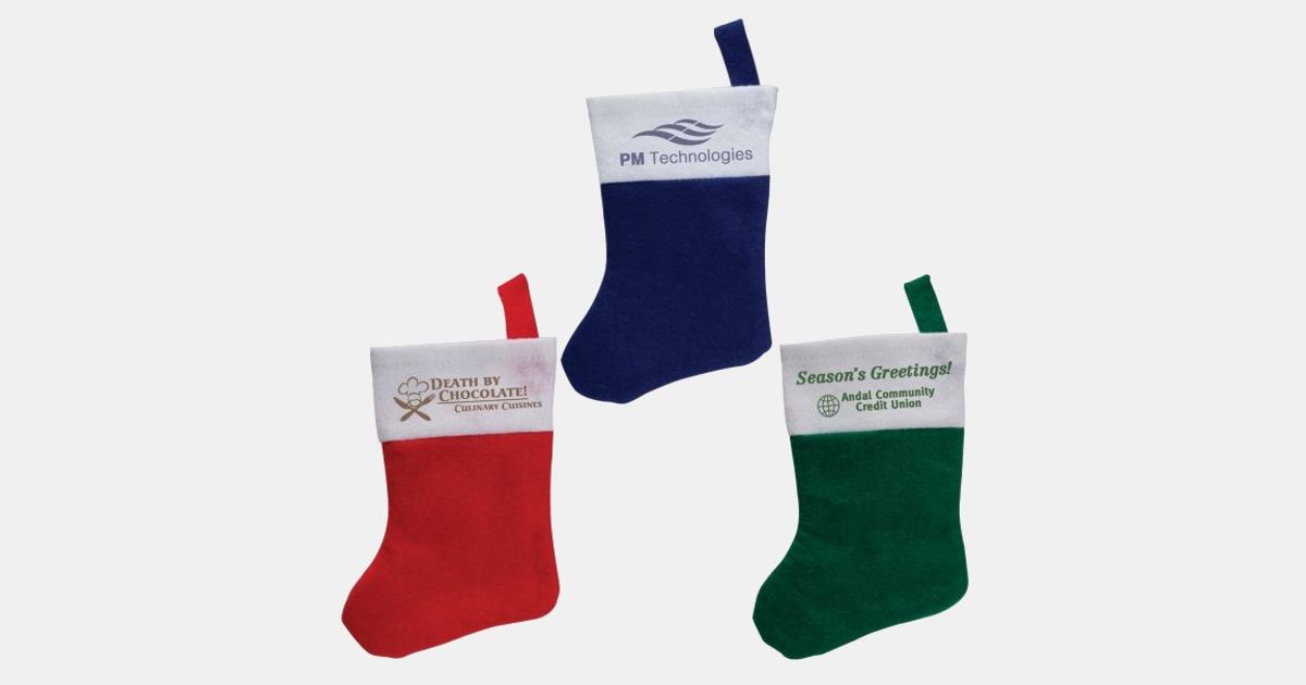 Custom Printed Mini Felt Christmas Stockings | ImprintLogo.com