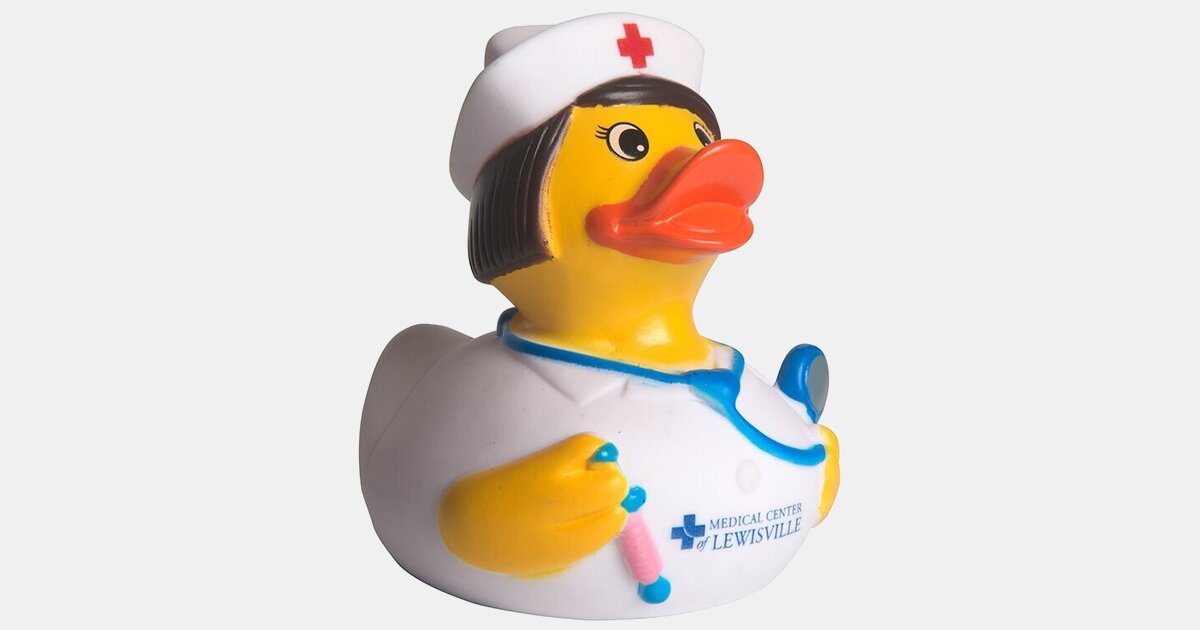 Promotional Nurse Rubber Duck with your logo | ImprintLogo.com