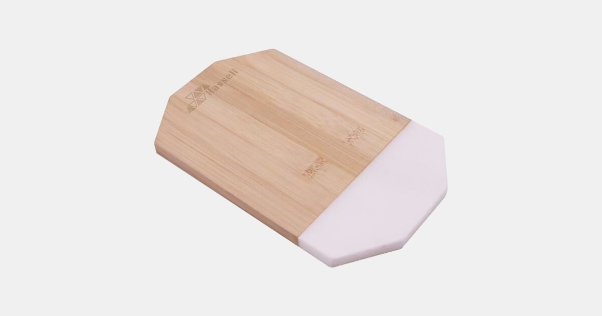 Custom Printed Octagonal Marble & Bamboo Cutting Board with your logo ...