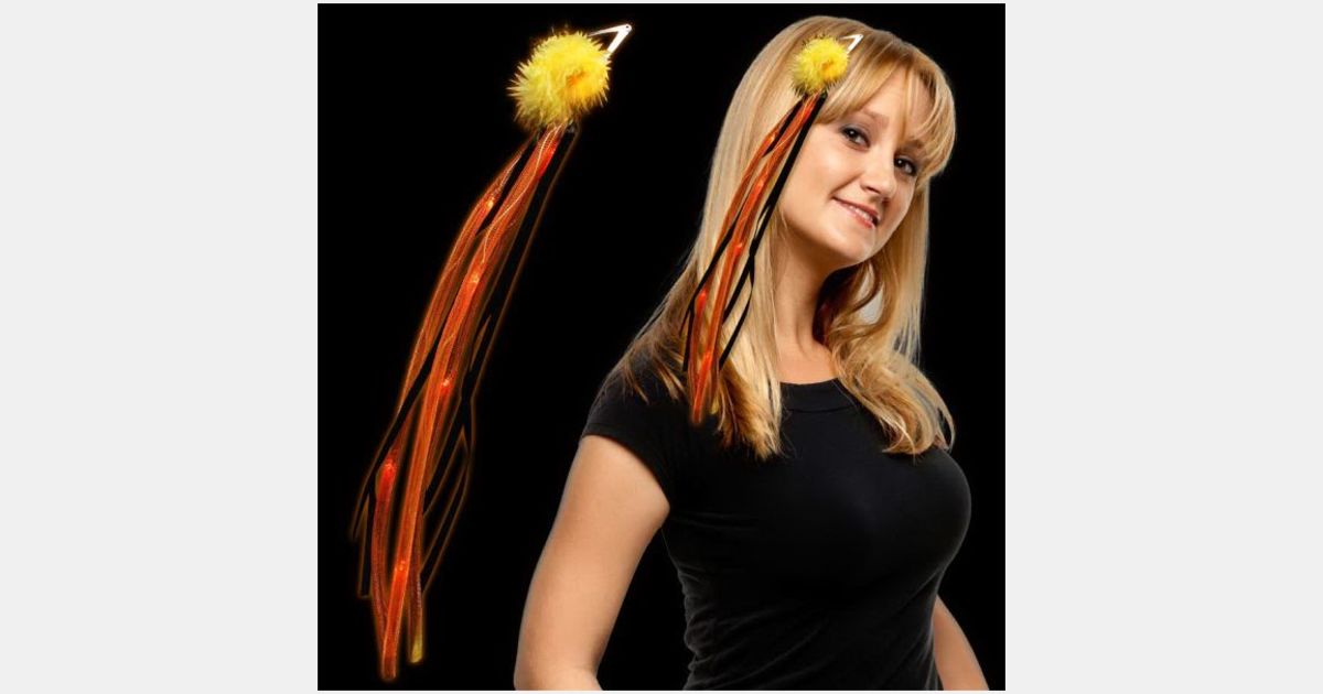 Personalized Orange LED Light Up Ribbon Fascinator | ImprintLogo.com