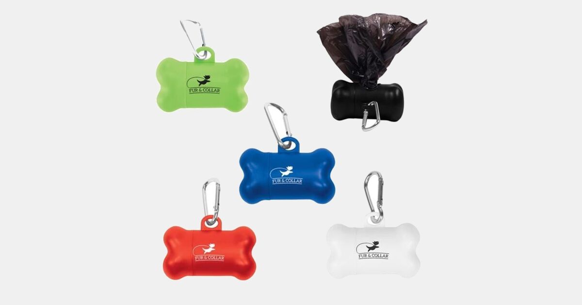 Custom Printed Dog Bone Baggie Dispenser with your logo | ImprintLogo.com