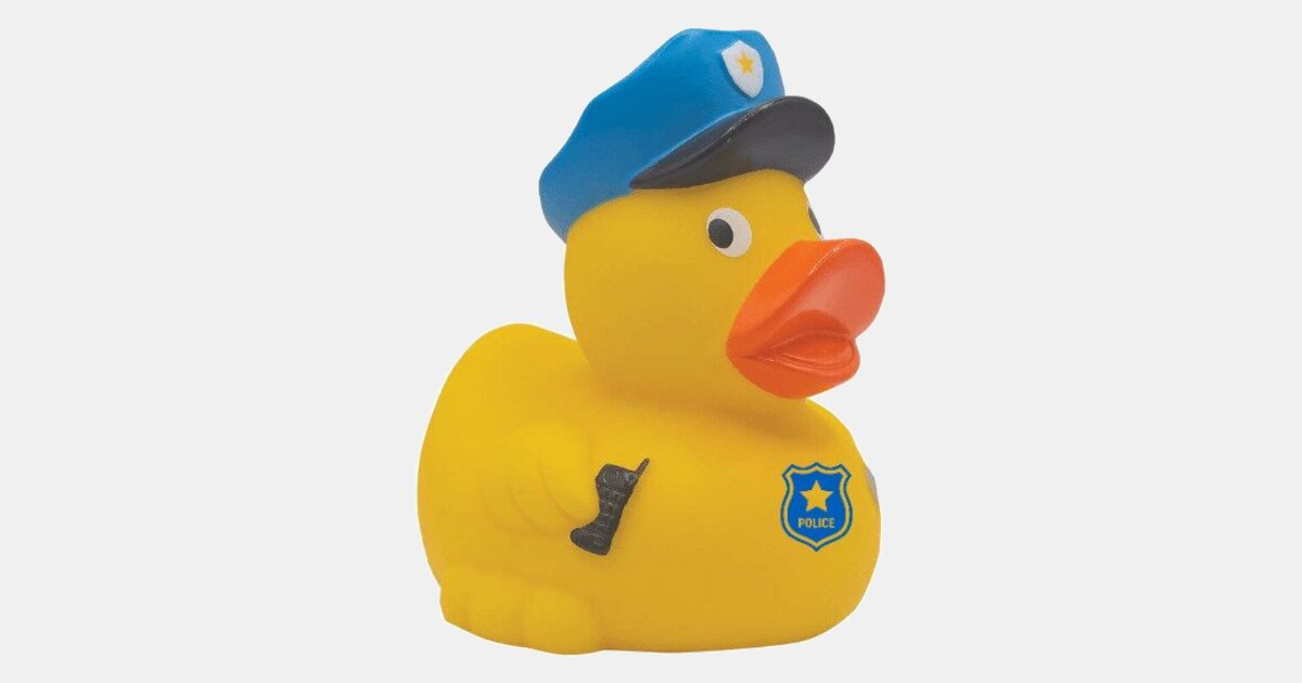 Police Duck Stress Reliever with your logo | ImprintLogo.com
