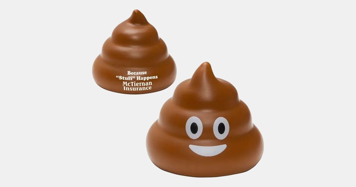 Poop Emoji Stress Reliever with your logo | ImprintLogo.com