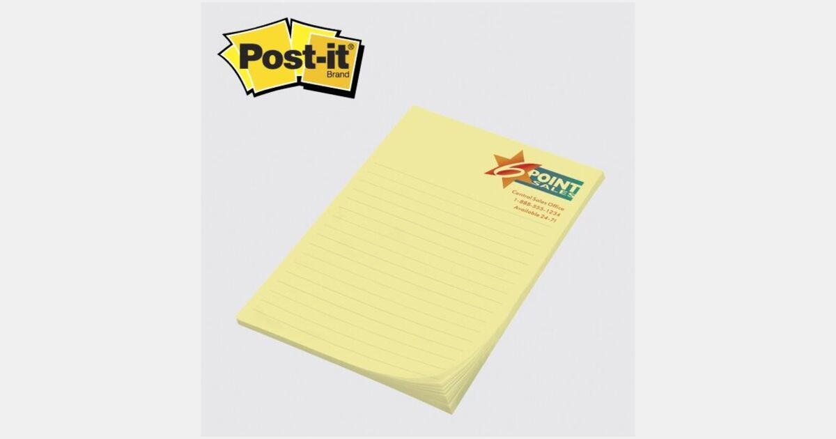 Post-it(R) Custom Printed Notepad - 4" x 6" with your logo ...