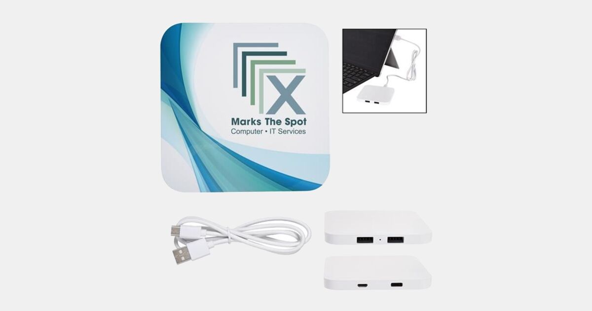 Custom Printed Power Up 2-Port Usb Hub & Wireless Charging Pad with ...