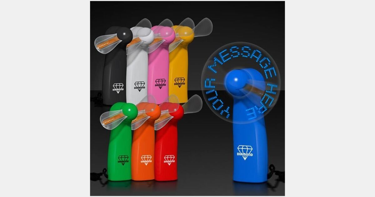 Custom Printed Pre-Programmed Mini Fans with LEDs with your logo ...